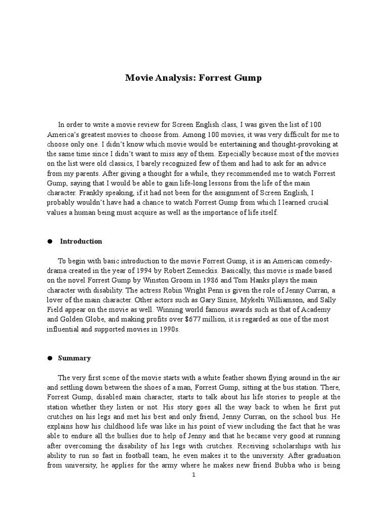 Movie Analysis: Forrest Gump | PDF