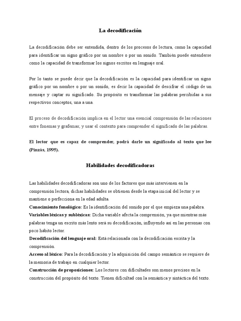 La importancia de la decodificación en la comprensión lectora | PDF