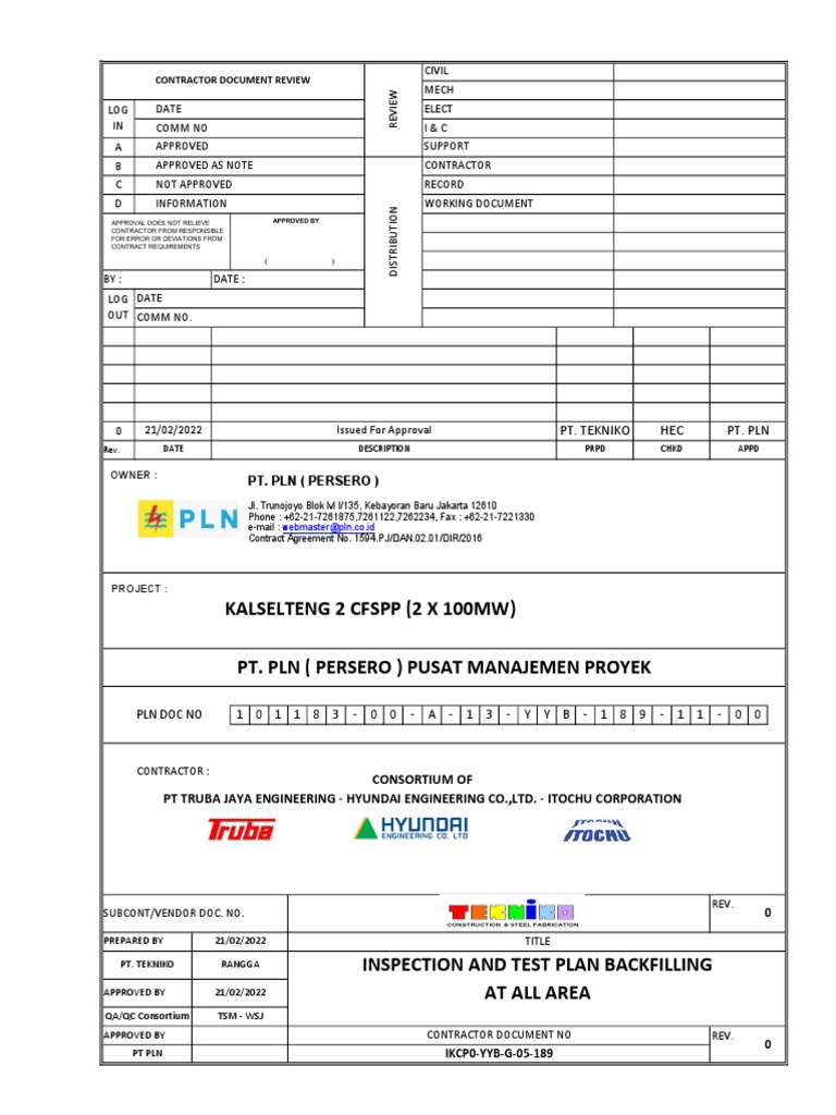 Contractor Document Review: Inspection and Test Plan for Building ...