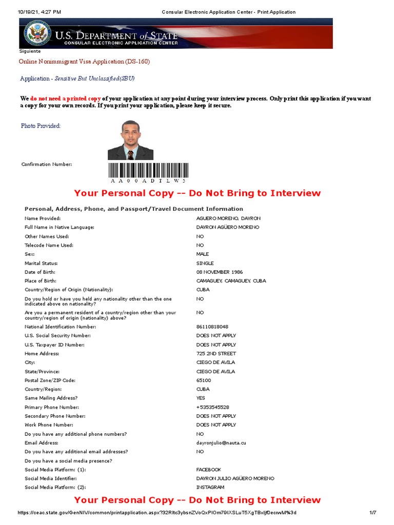 Consular Electronic Application Center - Print Application | PDF | Human Trafficking | Government
