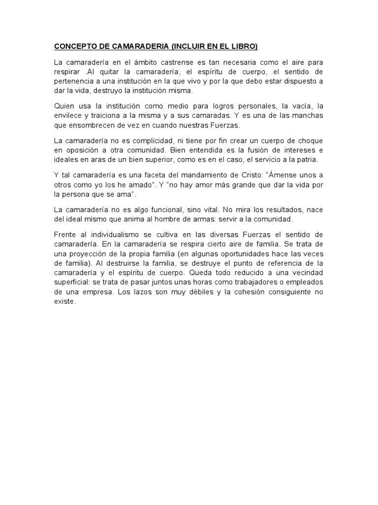 Importancia de la Camaradería Militar | PDF