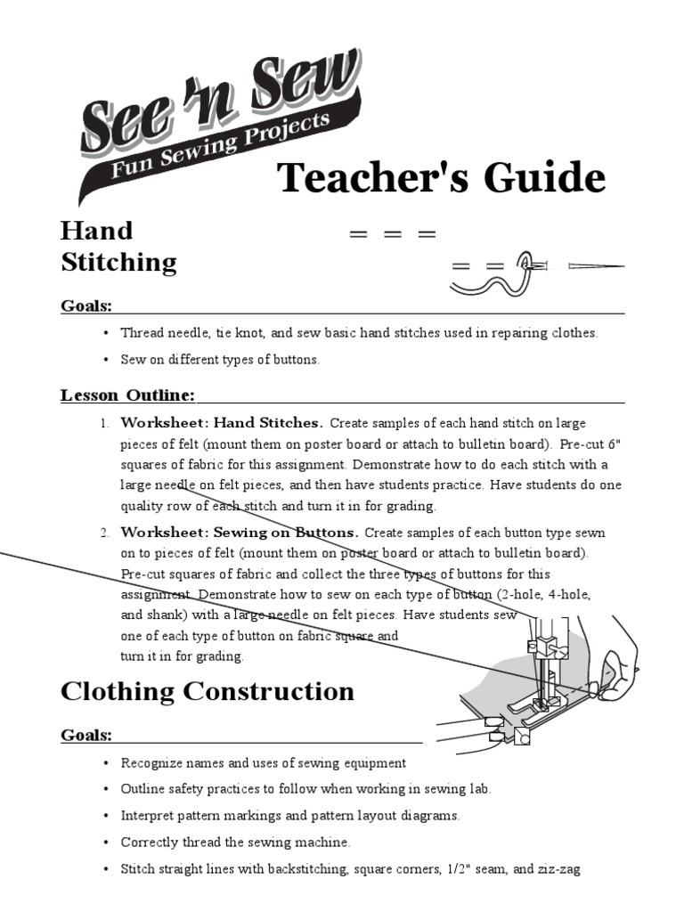 Teacher's Guide: Hand Stitching | PDF | Sewing | Seam (Sewing)