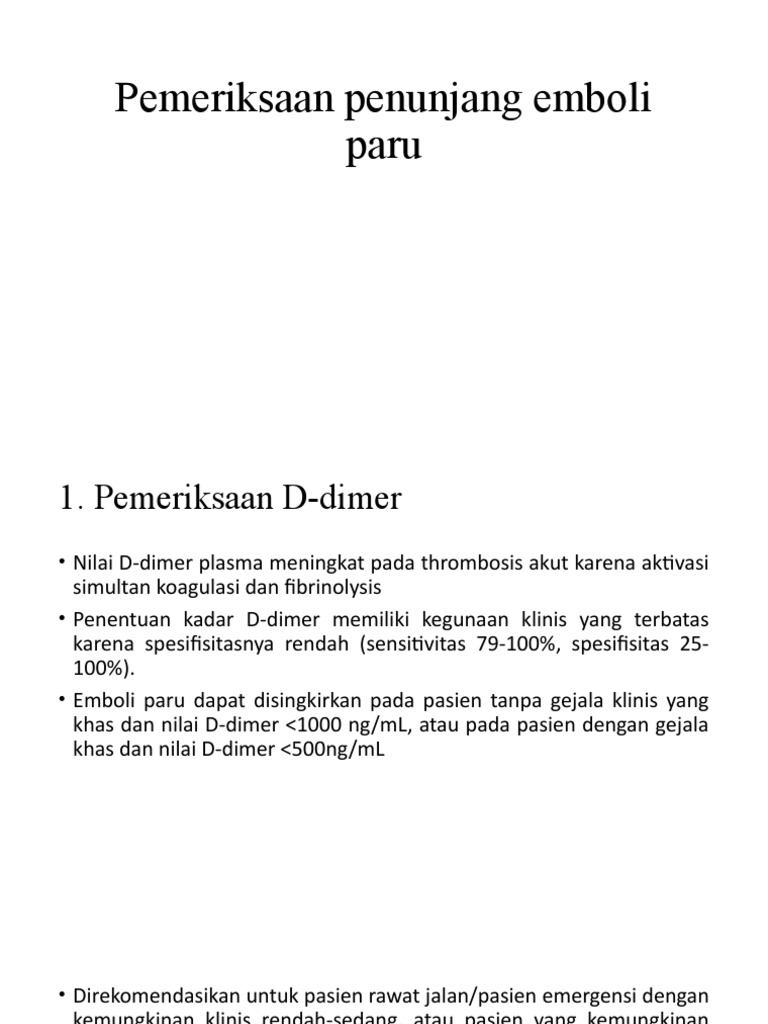 Pemeriksaan Penunjang Emboli Paru | PDF