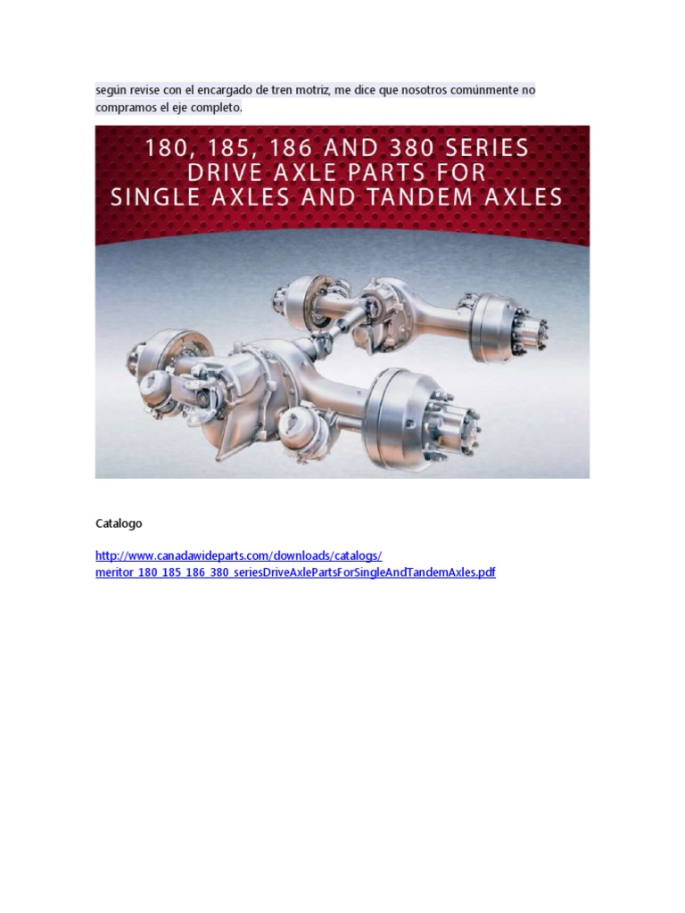 Partes de Eje Meritor: Guía de Compra | PDF