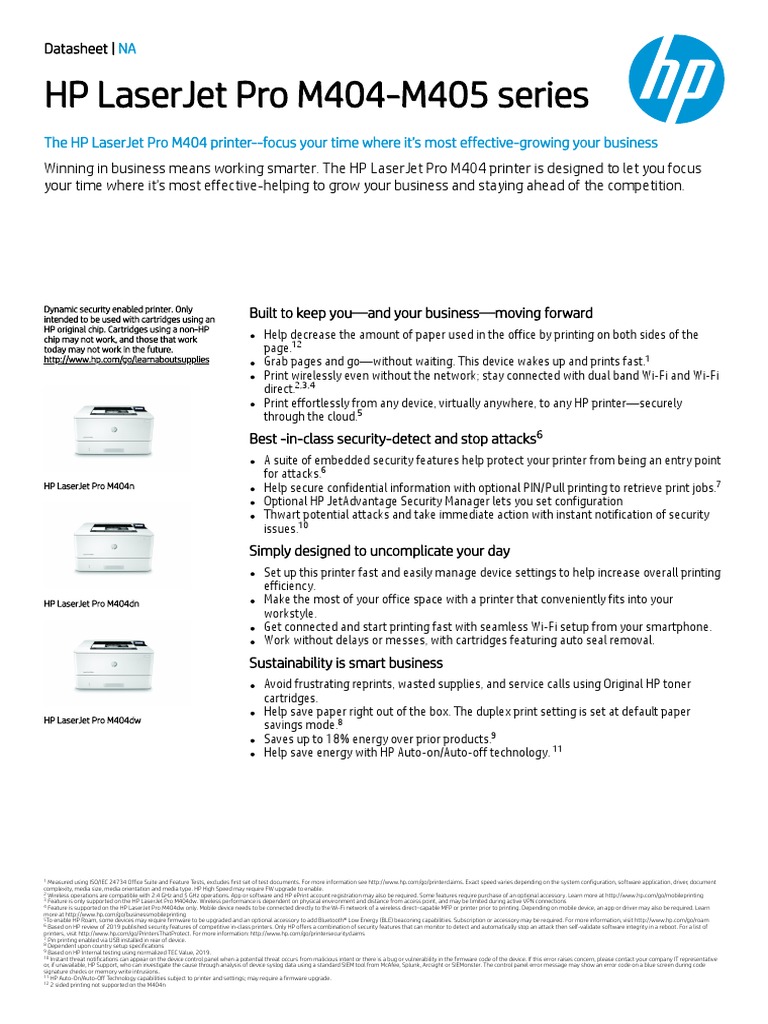 HP Laserjet Pro M404-M405 Series | Download Free PDF | Wi Fi ...