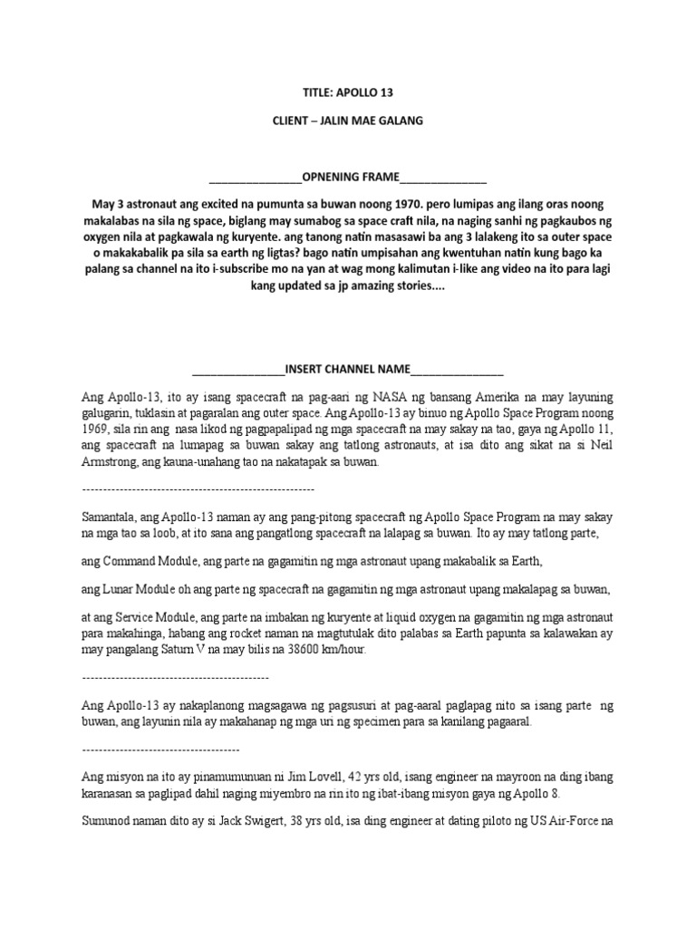Apollo 13: Ang Kuwento ng Pagsubok | PDF