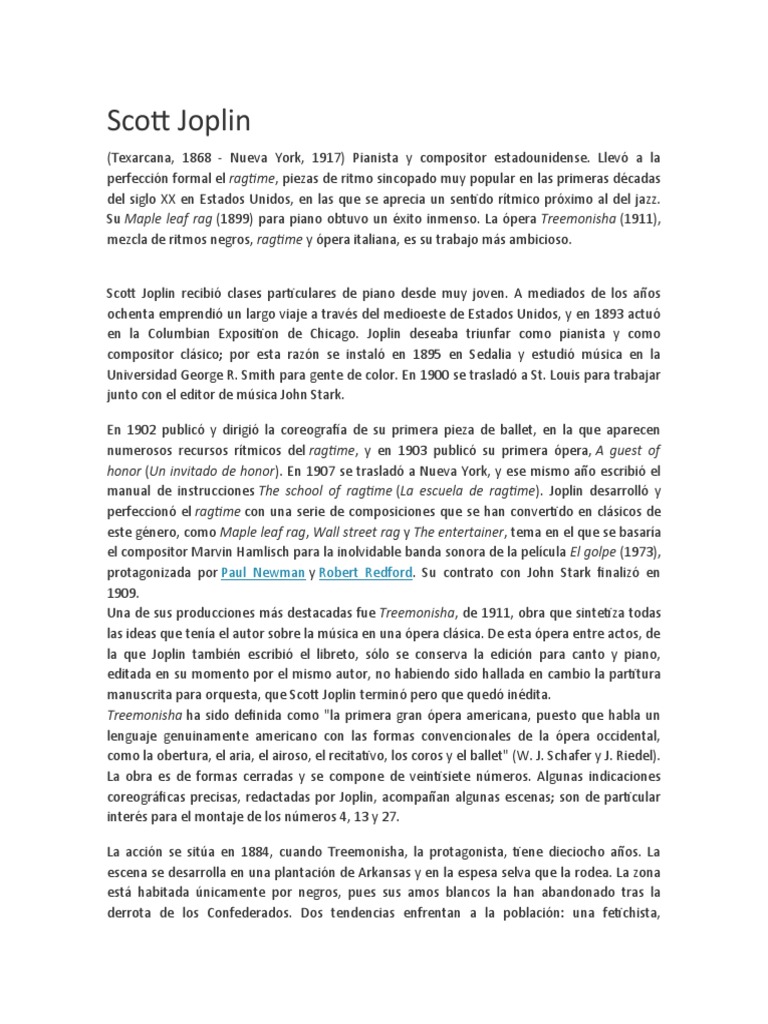 Scott Joplin | PDF | Clásicos