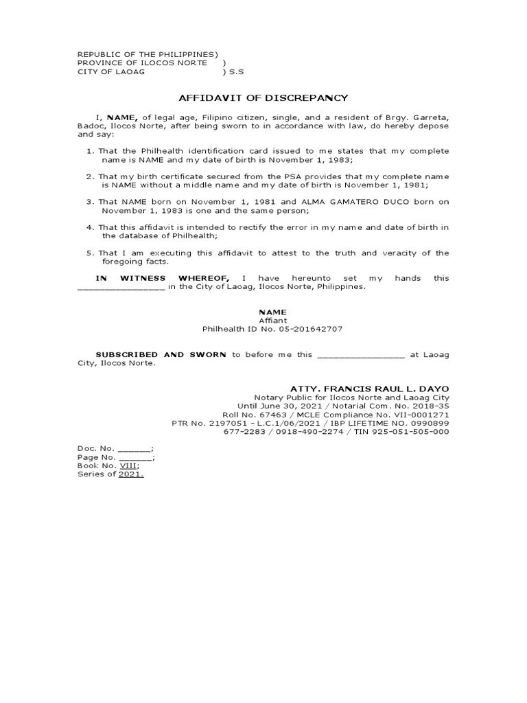 Affidavit of Discrepancy | PDF