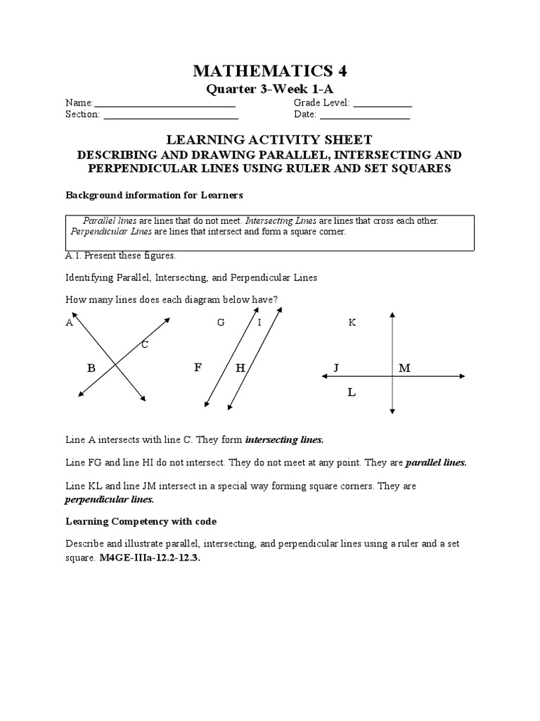 Mathematics 4 LAS Quarter 3 | PDF | Rectangle | Triangle