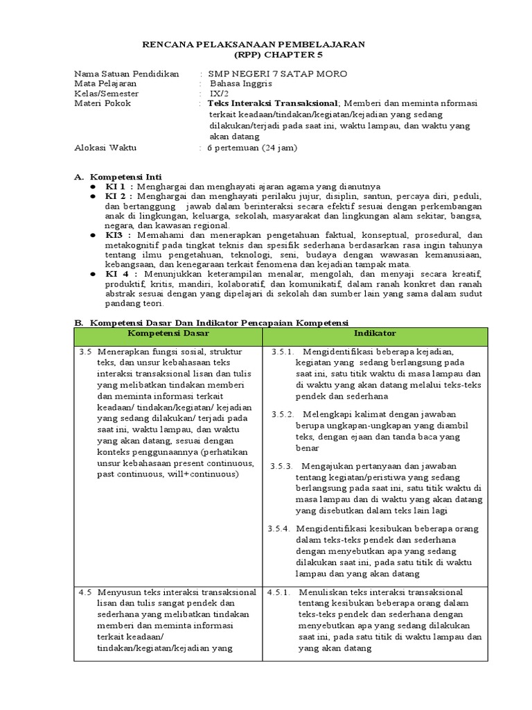 RPP 9 Chapter 5 - Supriatin | PDF | Karier & Perkembangan | Seni & Disiplin Bahasa