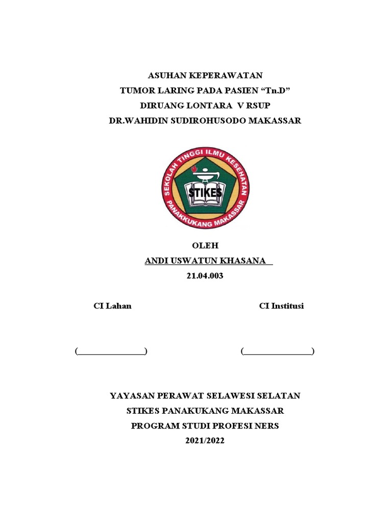Askep Tumor Laring (Repaired) - 1 | PDF