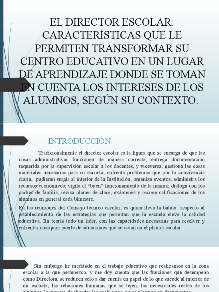 Características del Director Escolar Efectivo | PDF | Aprendizaje ...