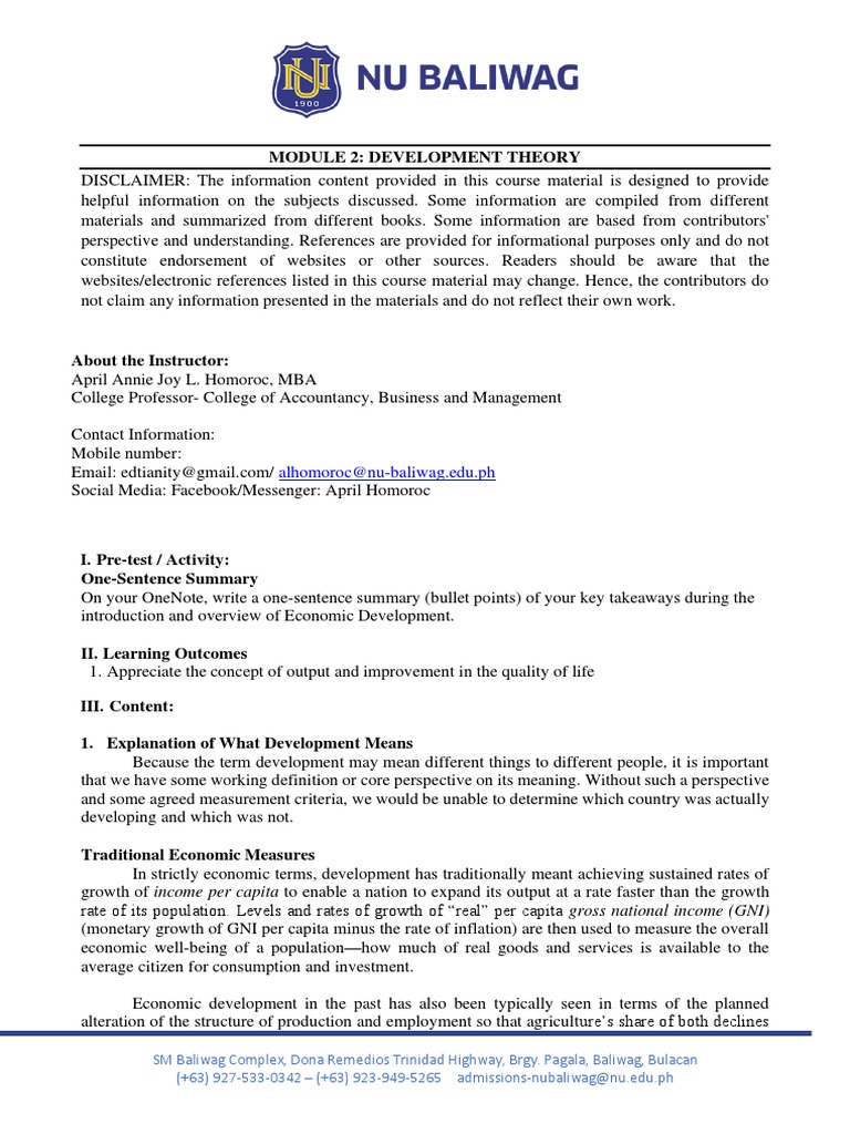 Course Material Econdev Module 2 | PDF | Gross Domestic Product ...