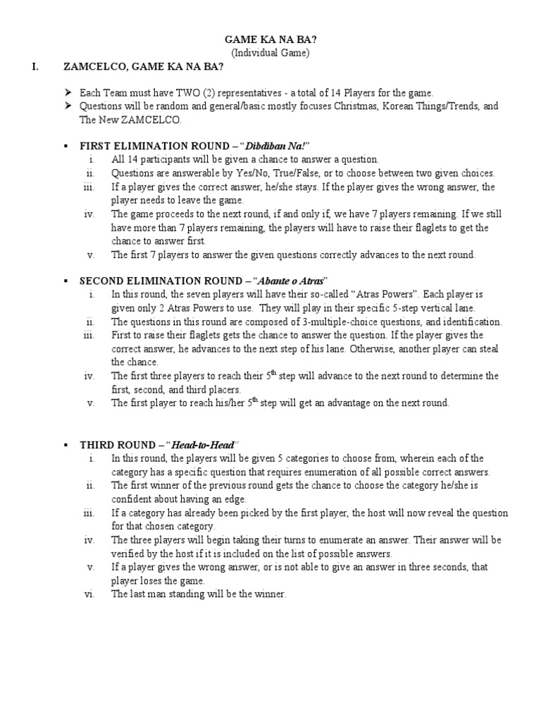 Game Ka Na Ba? I. Zamcelco, Game Ka Na Ba? | PDF