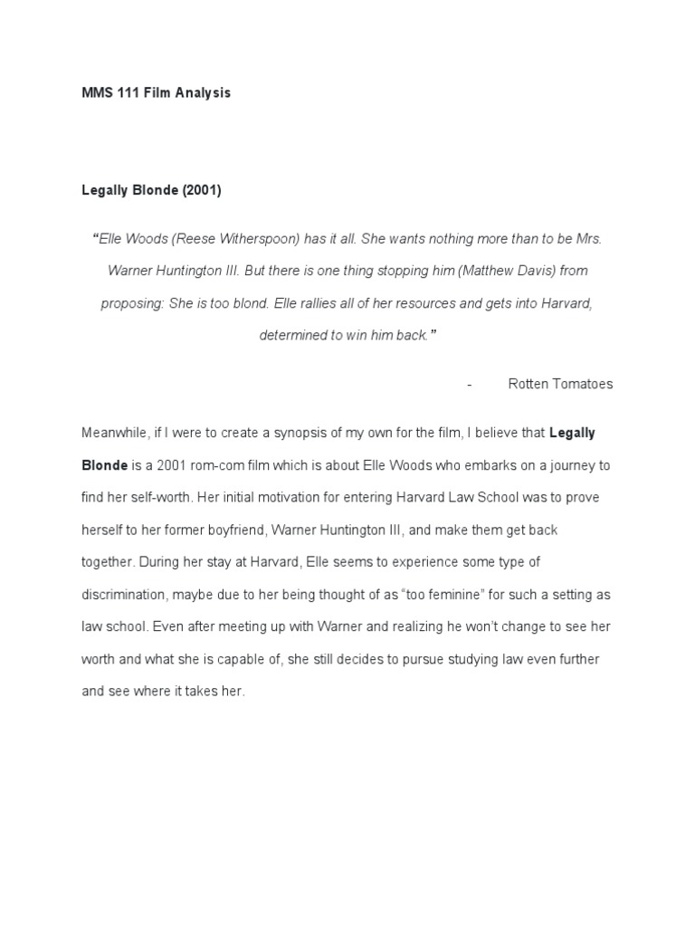 Legally Blonde Film Analysis | PDF
