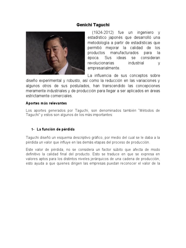 Genichi Taguchi | PDF | Producción y fabricación | Procesos de negocio