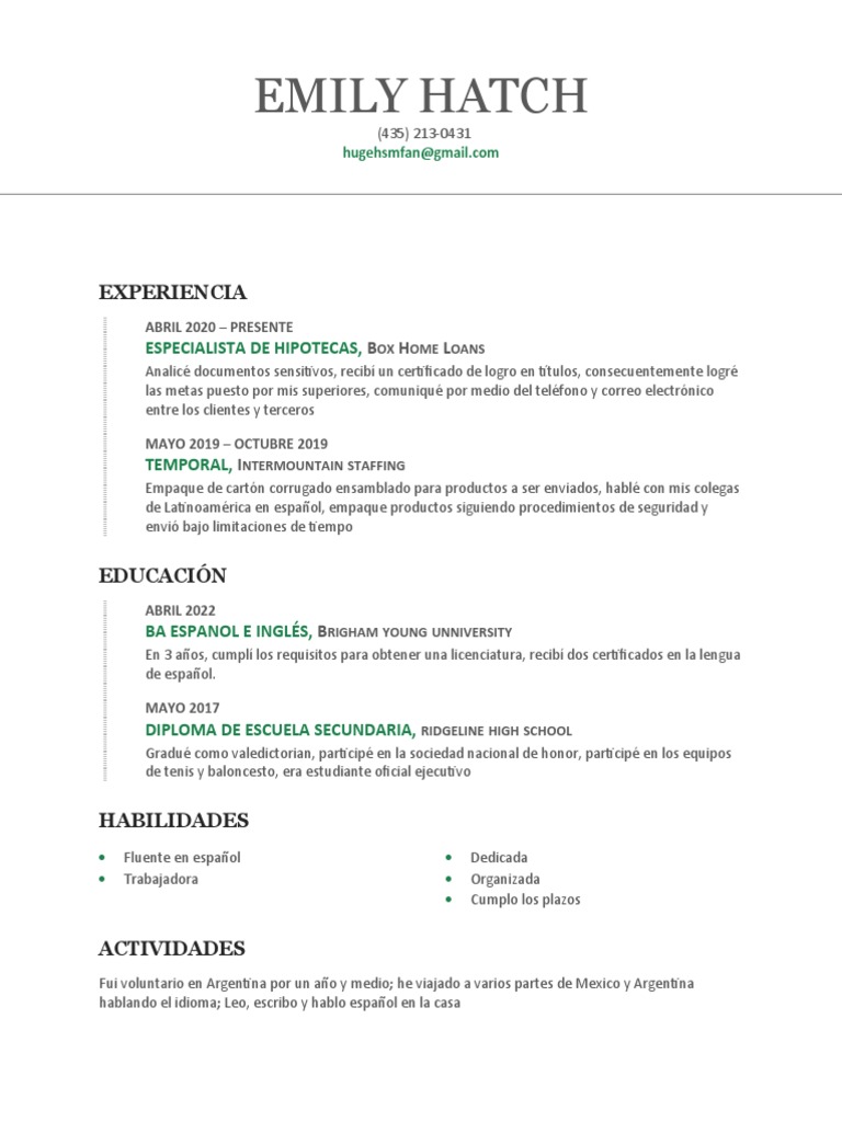 Spanish Resume | PDF