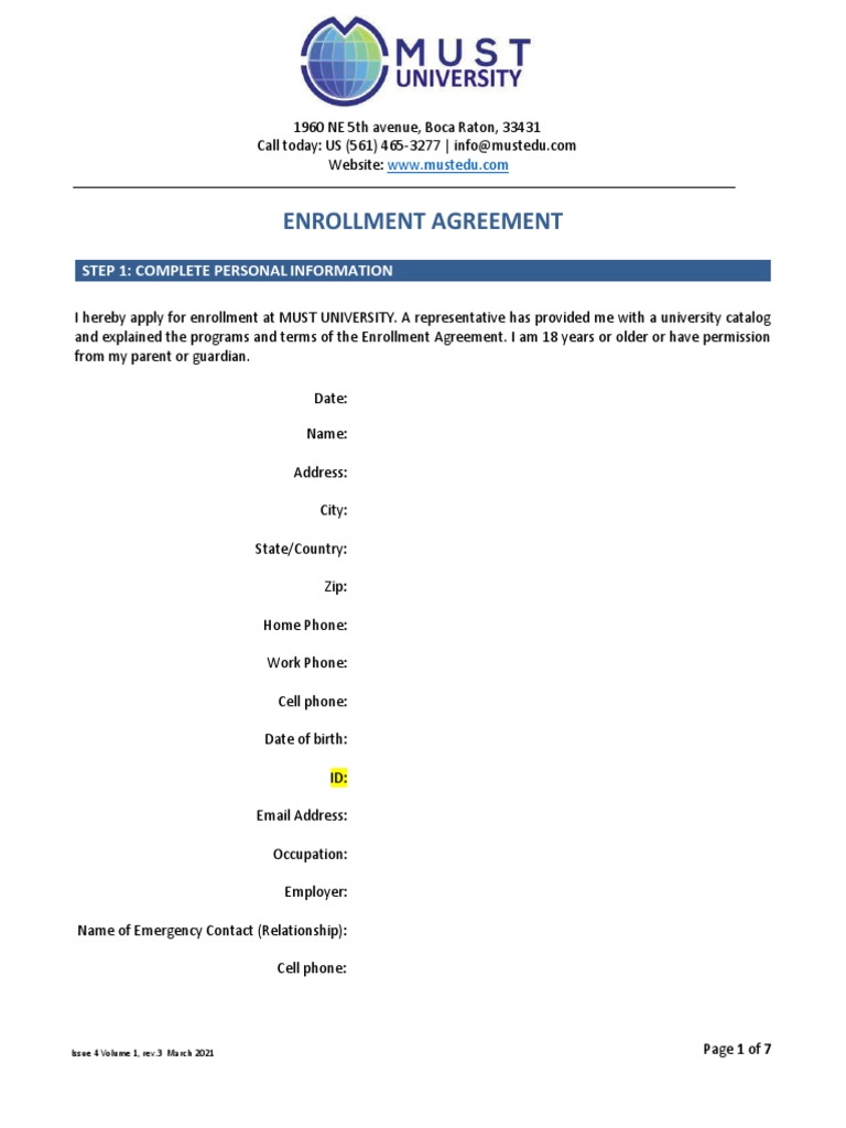 01 Enrollment Agreement - Encrypted | PDF | Tuition Payments | Fee