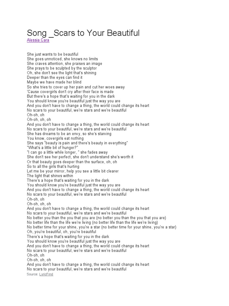 Song Scars To Your Beautiful Alessia Cara | PDF