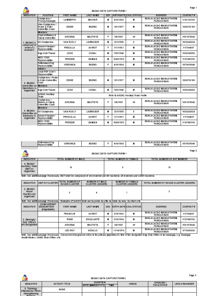 4-Badac Data Capture Forms | PDF | Health Sciences