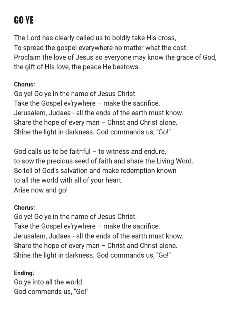 Go Ye - LYRICS | PDF