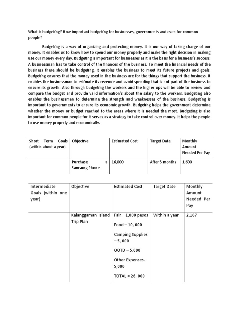 What Is Budgeting | PDF | Budget | Money