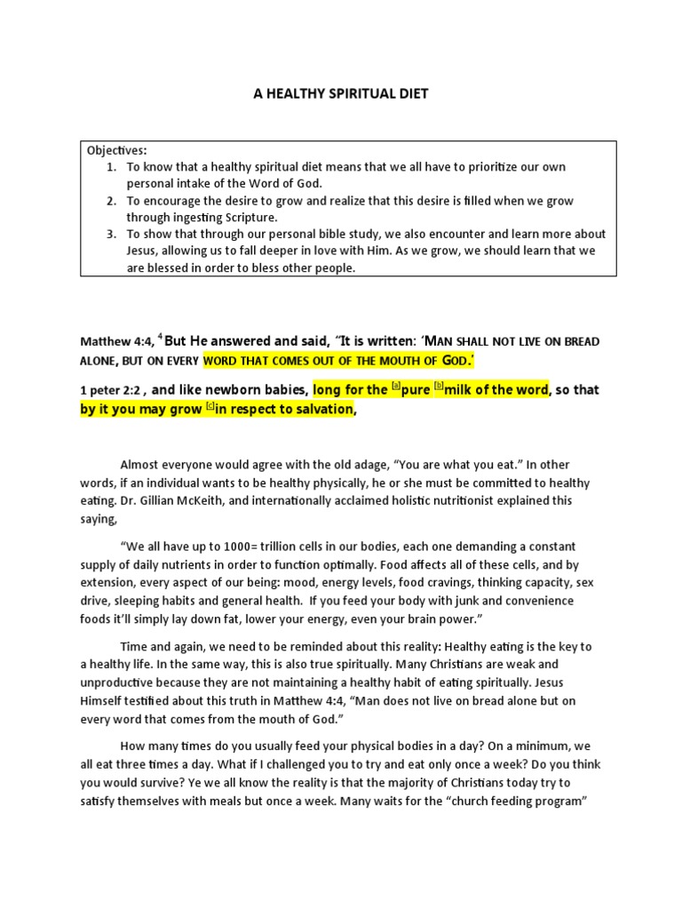 A Healthy Spiritual Diet | PDF | Jesus | Bible