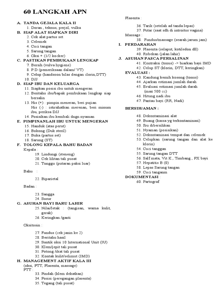 Ceklist 60 LANGKAH APN | PDF