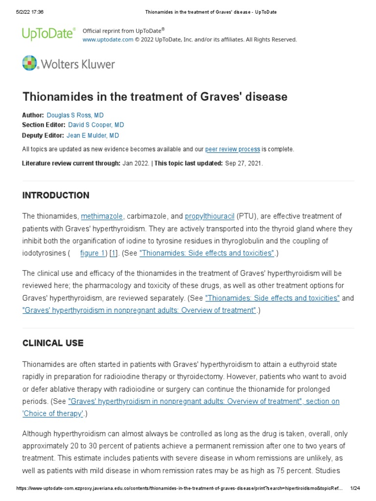 Thionamides in The Treatment of Graves' Disease - UpToDate | PDF