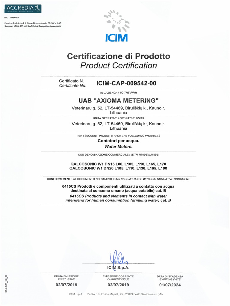 Italian Hygienic Certificate | PDF