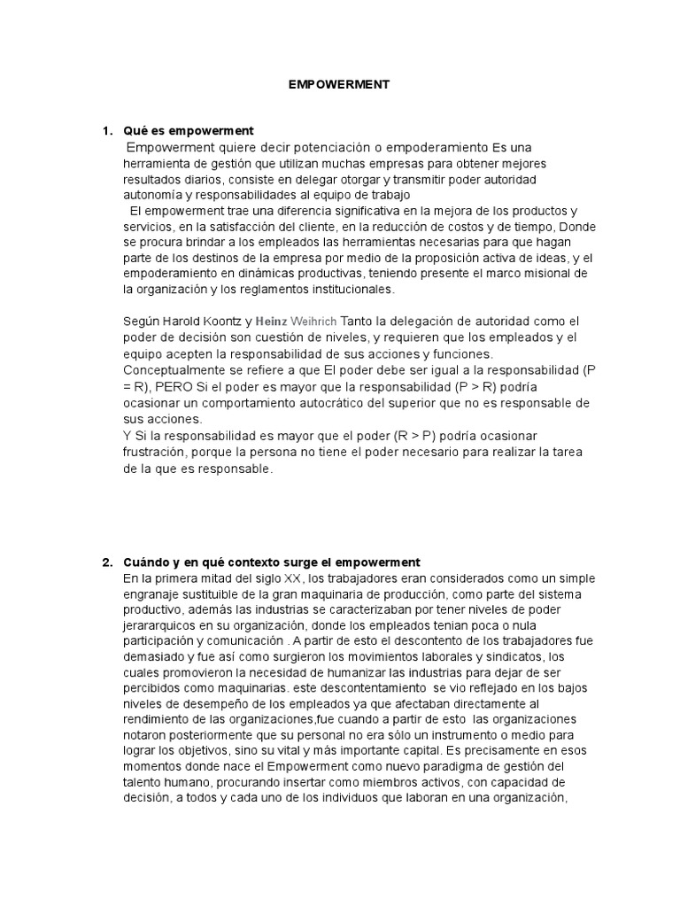 Beneficios del Empowerment Laboral | PDF | Empoderamiento | Liderazgo