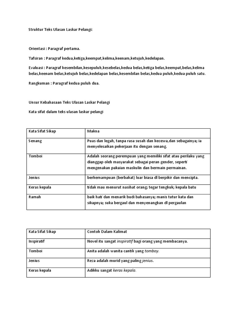 Struktur Teks Ulasan Laskar Pelangi | PDF | Seni & Disiplin Bahasa | Seni