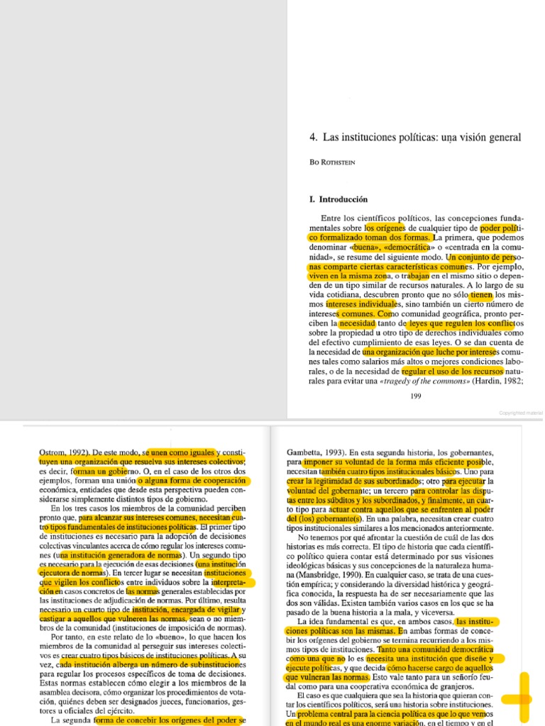 Bo Rothstein-Las-Instituciones Politicas Una-Vision-General | PDF