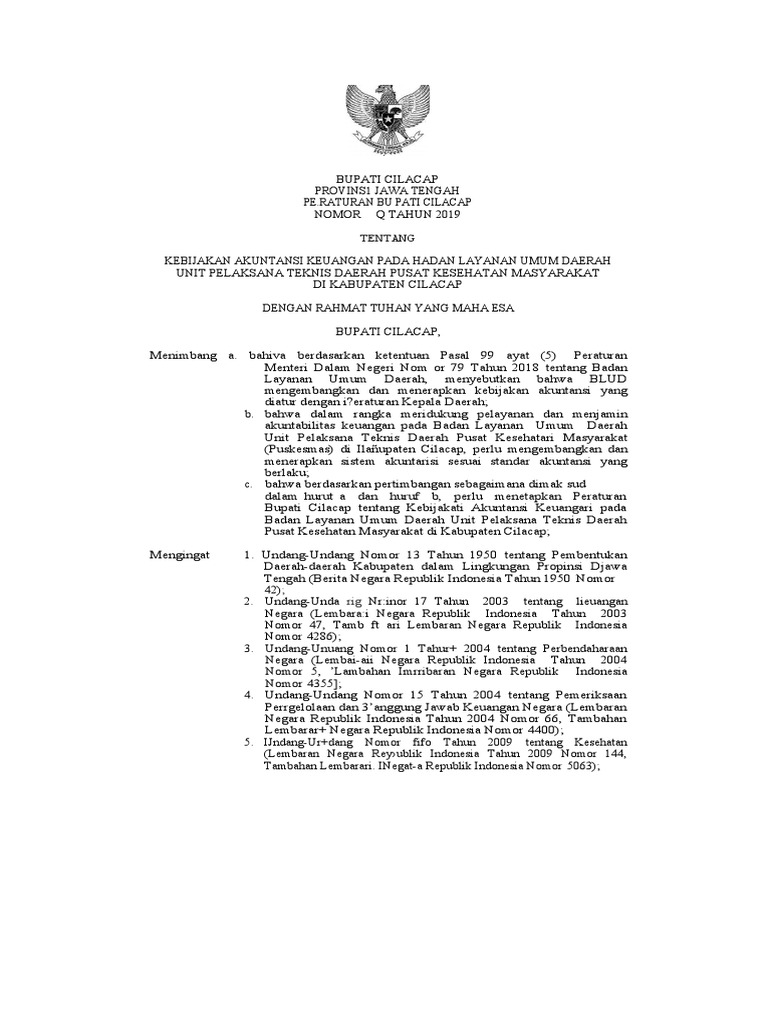 Contoh Perbup Akuntansi Keuangan BLUD-dikonversi | PDF