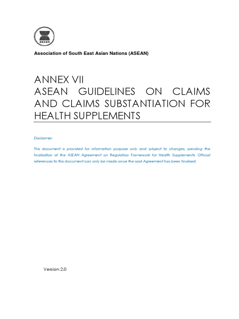 Annex Vii - Asean Guidelines On Claims and Claims Substantiation For ...