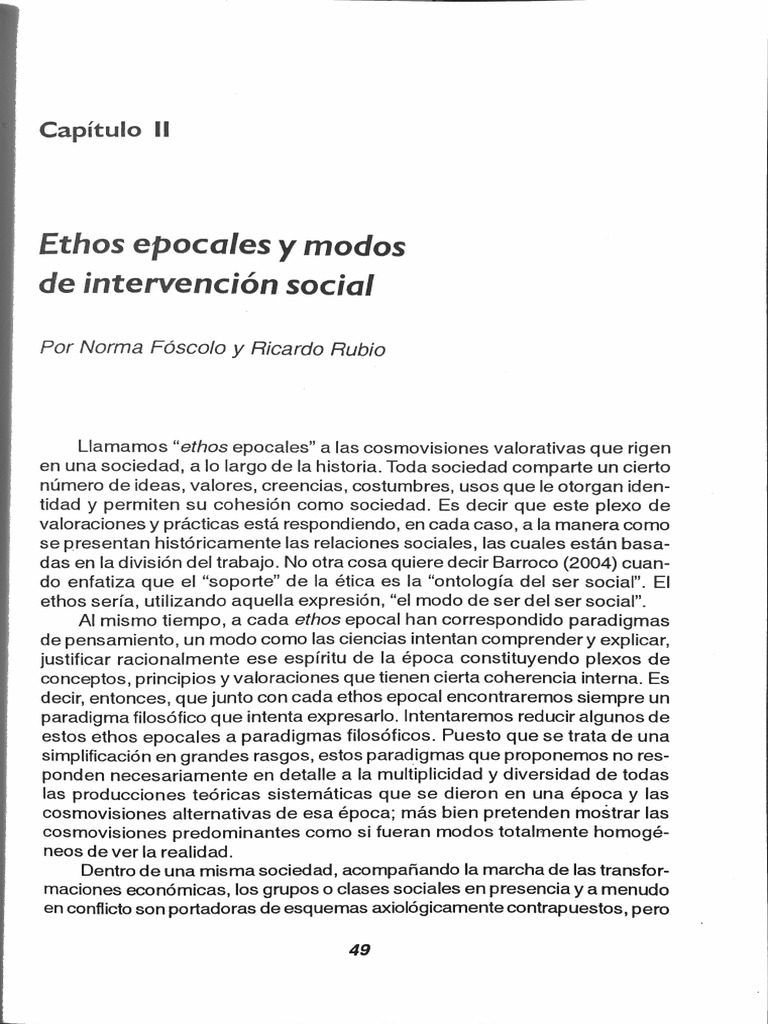 Ethos Epocales y Modos de Intervencion Social | PDF
