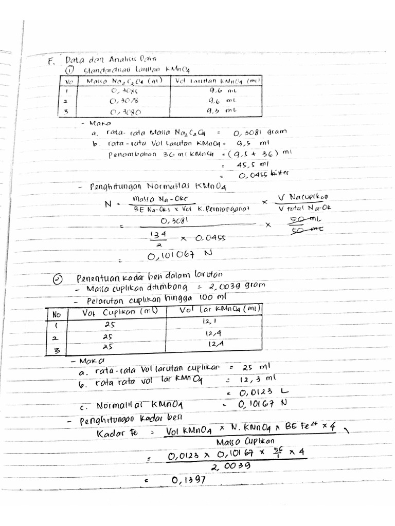 Perhitungan Titrasi Redoks | PDF