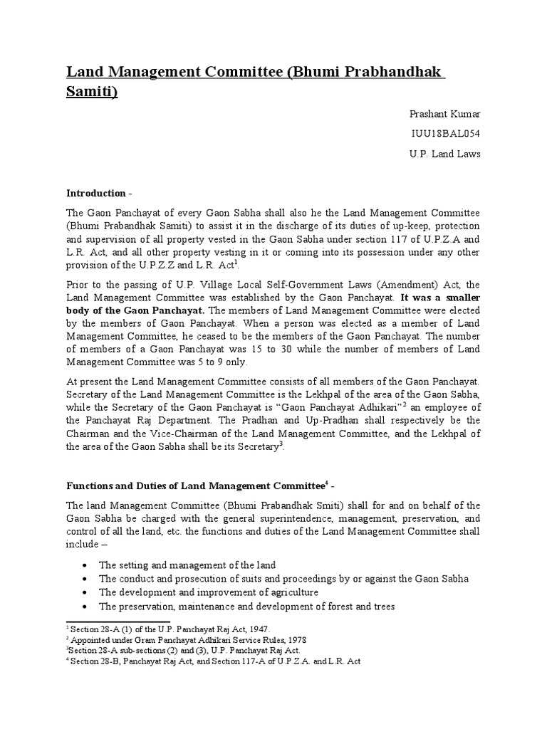 Land Management Committee Overview | PDF