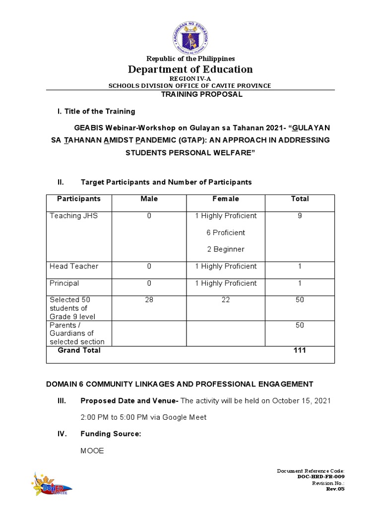 Training-Proposal-Geabis-Gulayan Sa Tahanan Amidst Pandemic | PDF ...