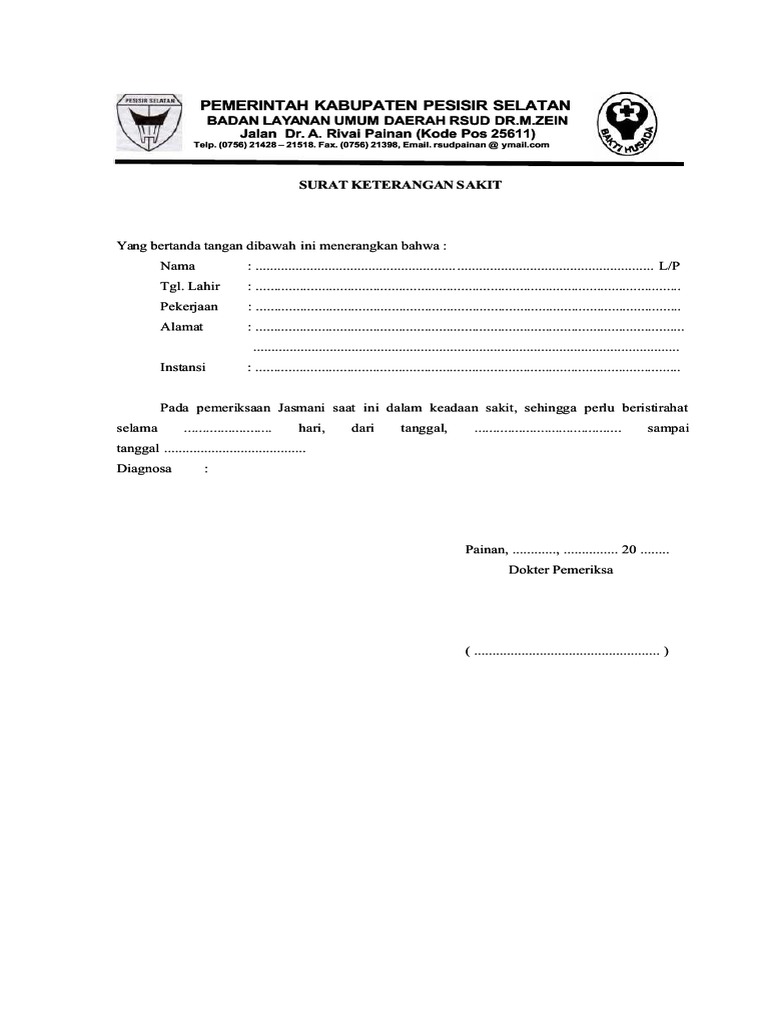 Surat Keterangan Sakit Rsud | PDF