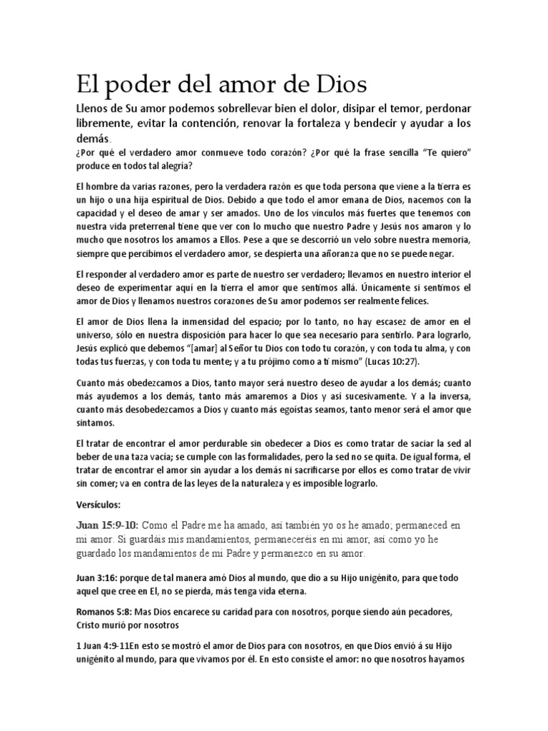 El Poder Del Amor de Dios | PDF | Amor