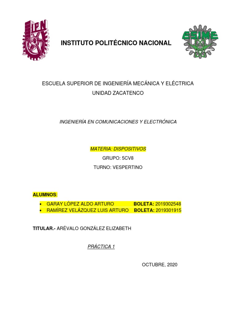 Practica 1 | PDF | Diodo | Diodo emisor de luz