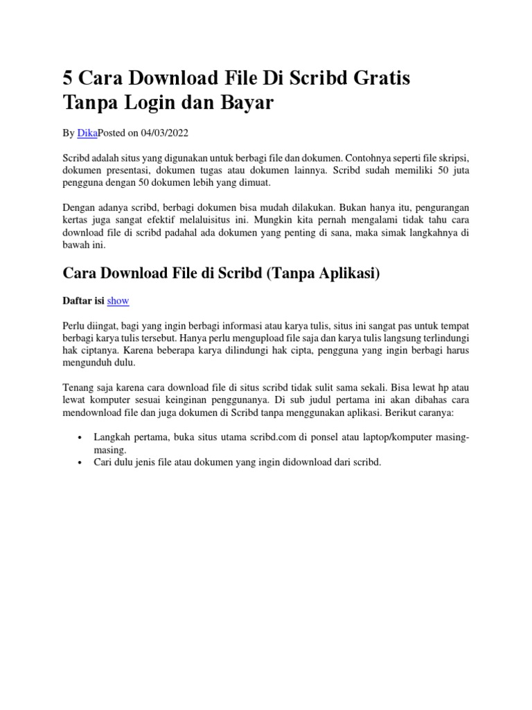 5 Cara Download File Di Scribd Gratis Tanpa Login Dan Bayar | PDF