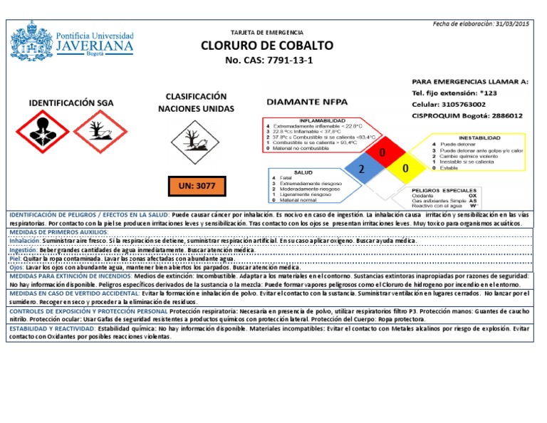 Cloruro de Cobalto | PDF | Química | Materiales