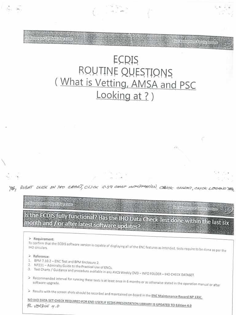 Ecdis Routine Questions (What Is Vetting, Amsa and PSC Looking At) | PDF