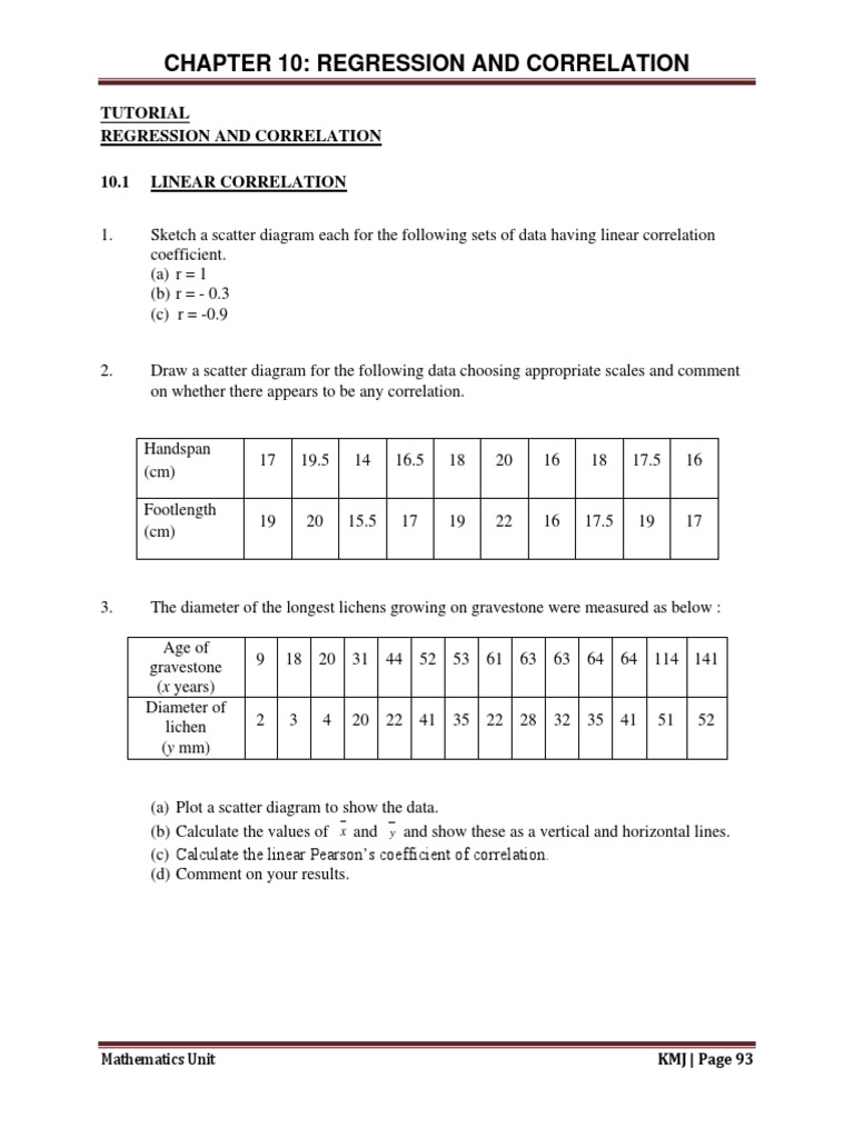 CH10 Regression and Correlation TUTOR Q | PDF | Regression Analysis | Linear Regression