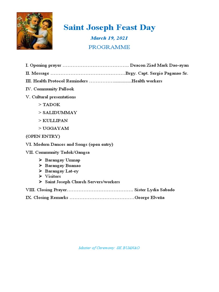 Saint Joseph Feast Day Program 2021 | PDF