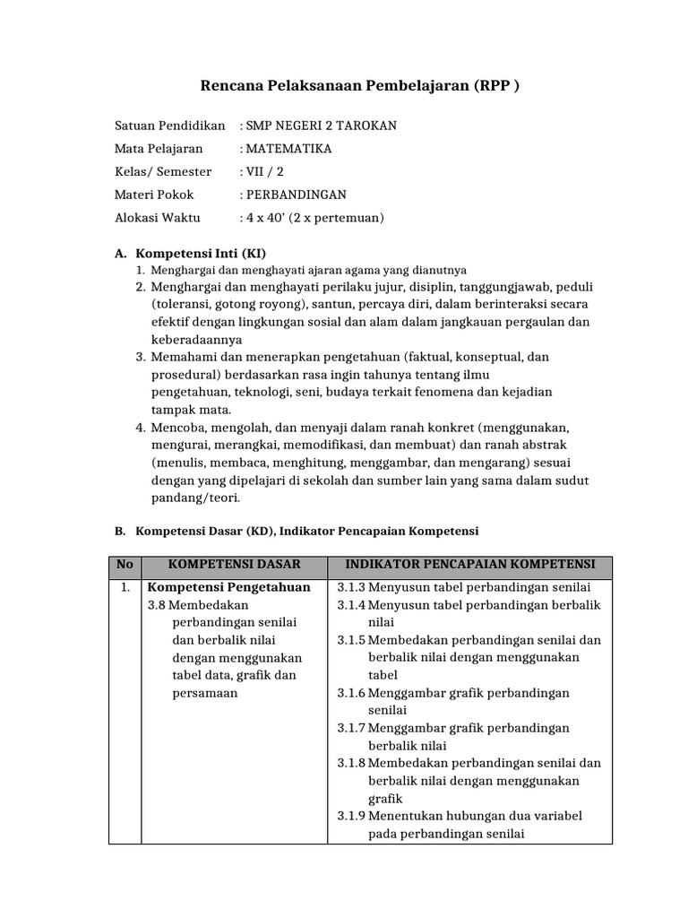 RPP Perbandingan | PDF | Karier & Perkembangan