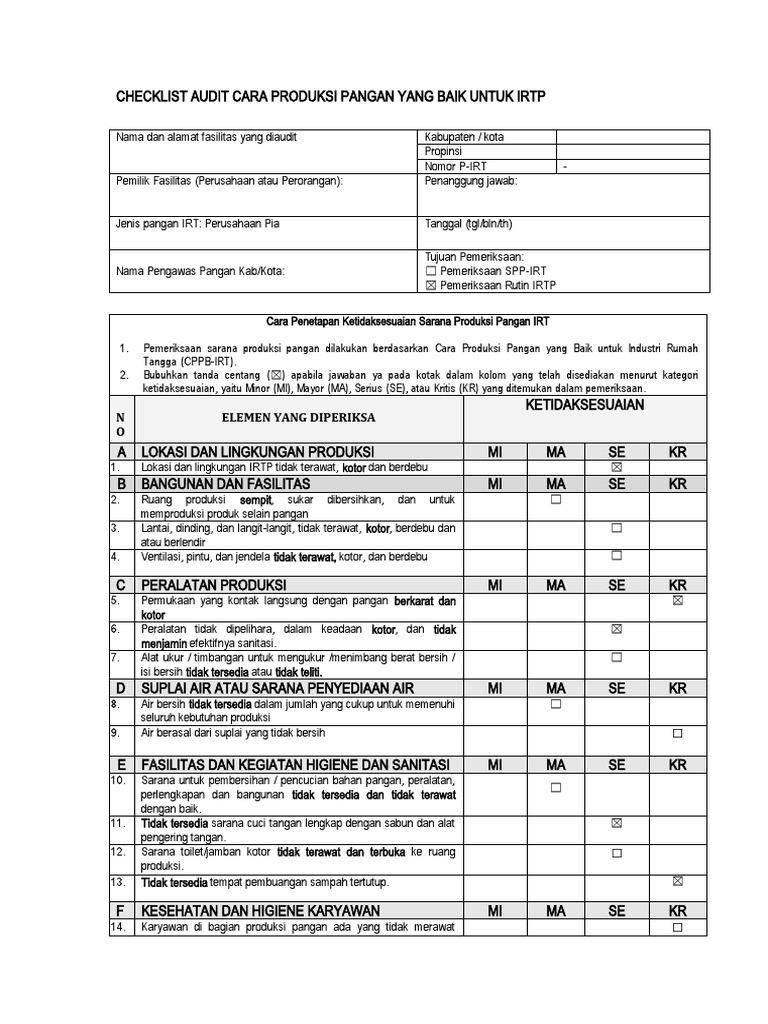 Form 6. Mock Audit Kue Pia (12 - Eko) | PDF