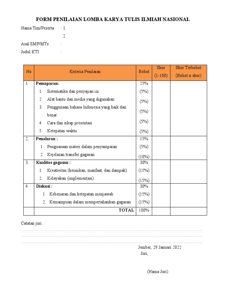 Form Penilaian Final | PDF